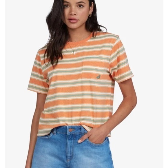 Roxy | Tops | Roxy Womens Striped Cropped Boxy Tee Size Medium | Poshmark